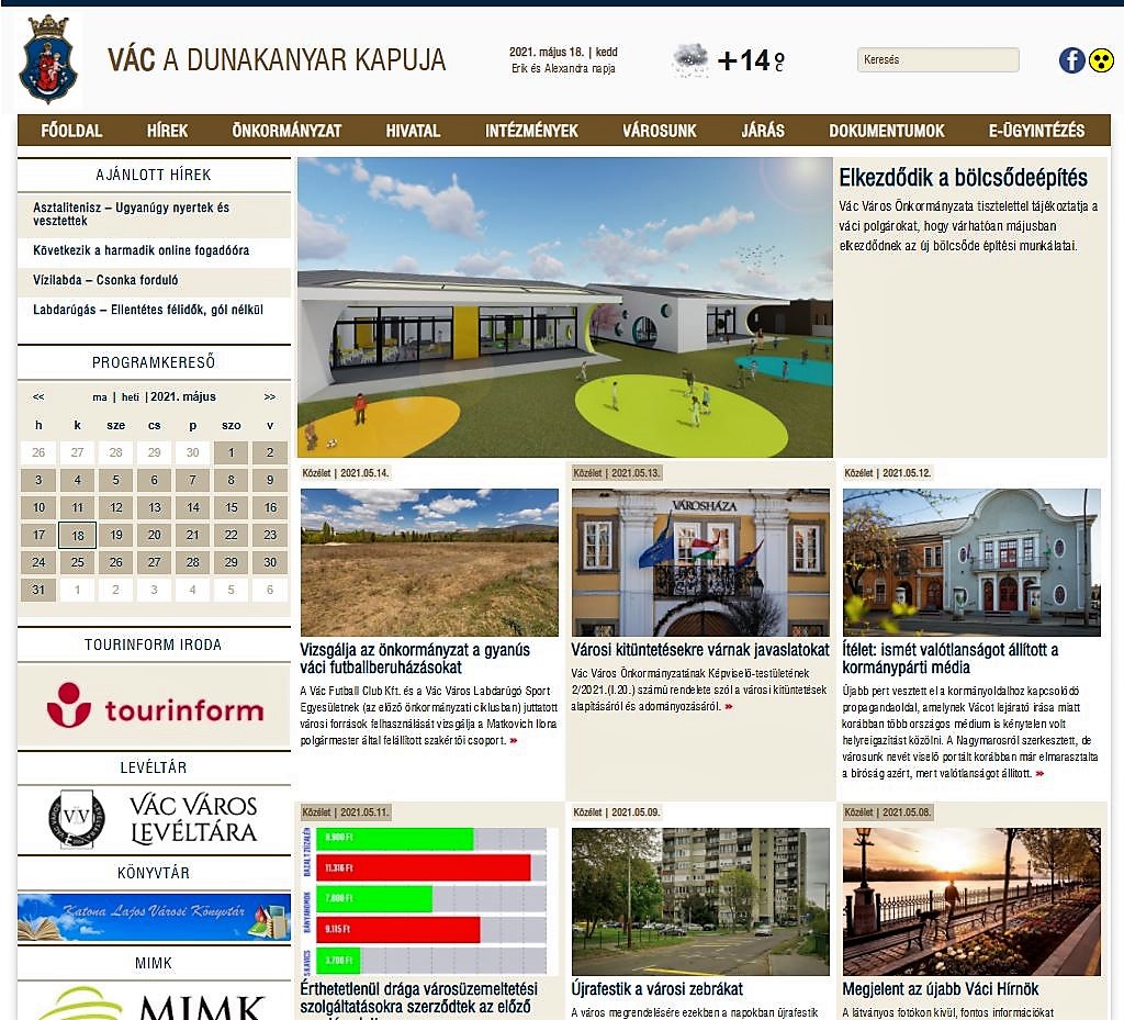 Megújult Vác hivatalos weboldala